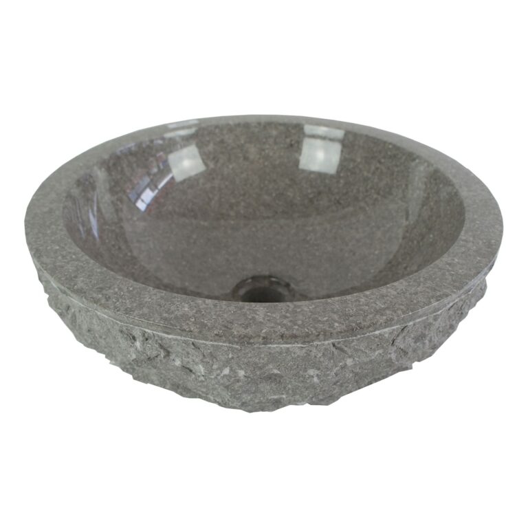 Marmer waskom 40x15 cm natuursteen rond antraciet gekapt | Jouwtegel.nl